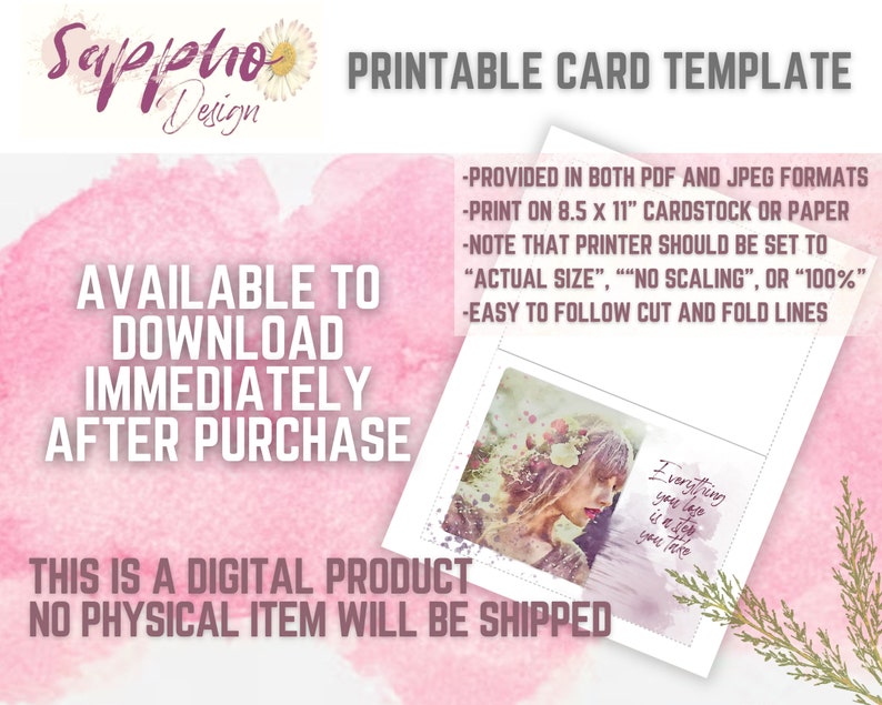 Printable Taylor Swift 5x7 Greeting Card Youre on Your Own Kid ...