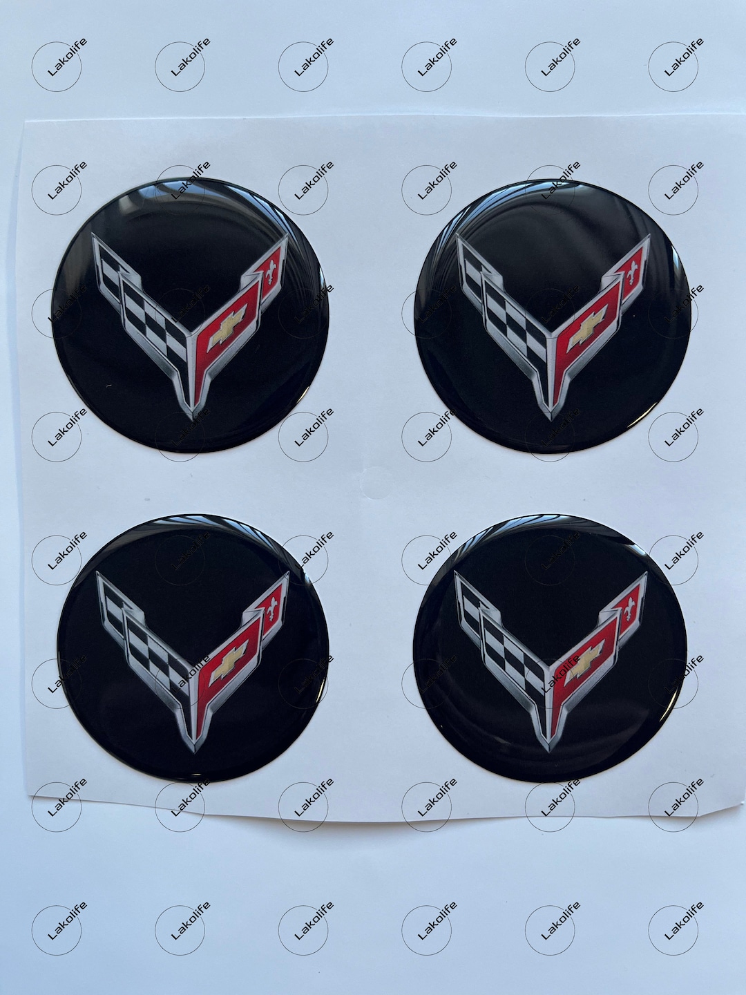 Set of 4 Handmade Emblems Corvette C8 Decals Center Wheel Cap Stickers ...