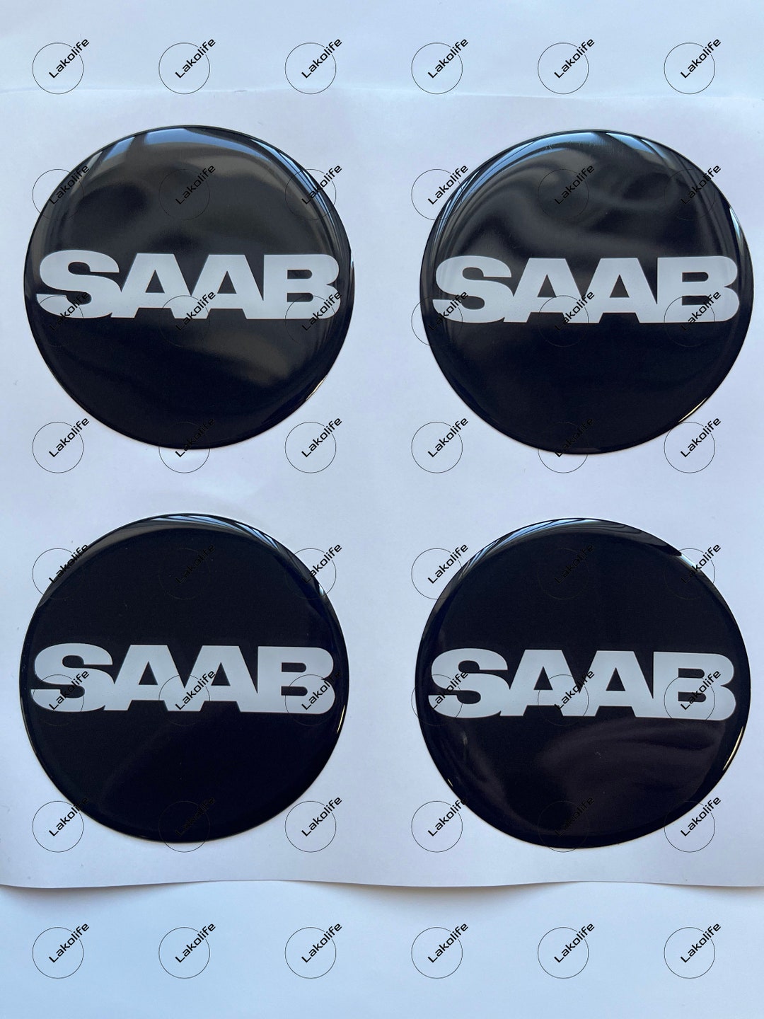 Set of 4 Handmade Emblems Saab Decals Center Wheel Cap Stickers ...