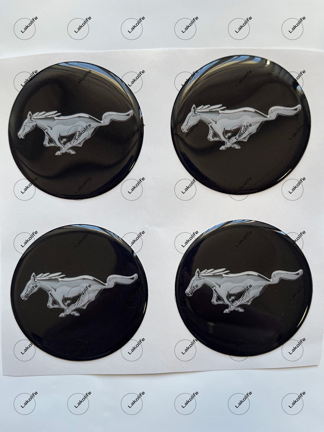 Set of 4 Handmade Emblems Mustang Decals Center Wheel Cap Stickers ...