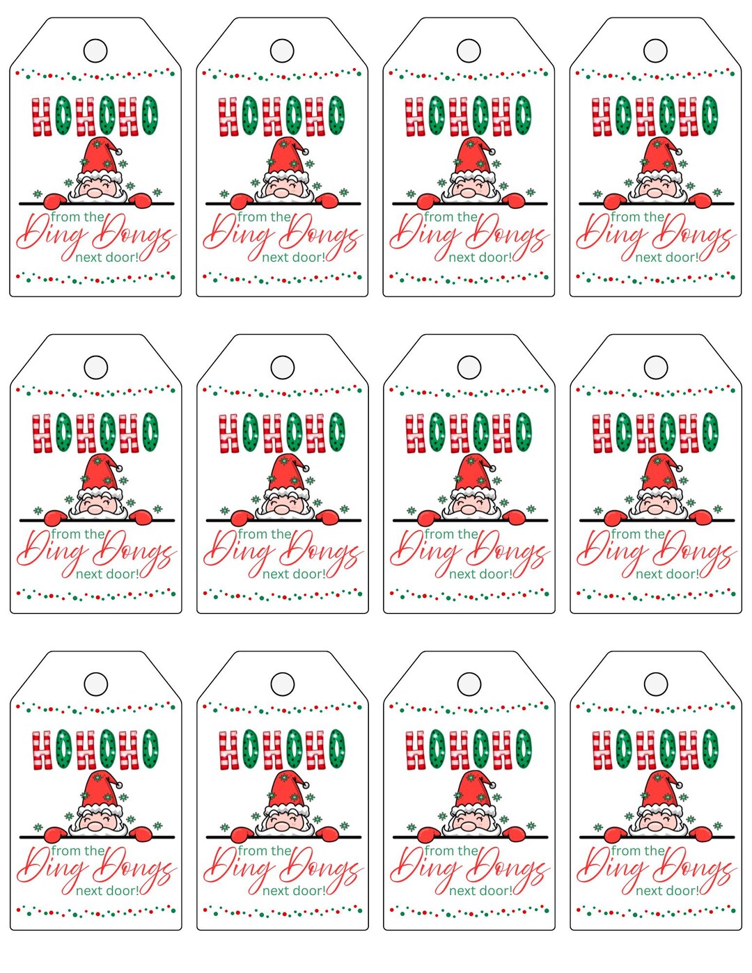Gift Tags: Hohoho From the Ding Dongs Next Door - Etsy