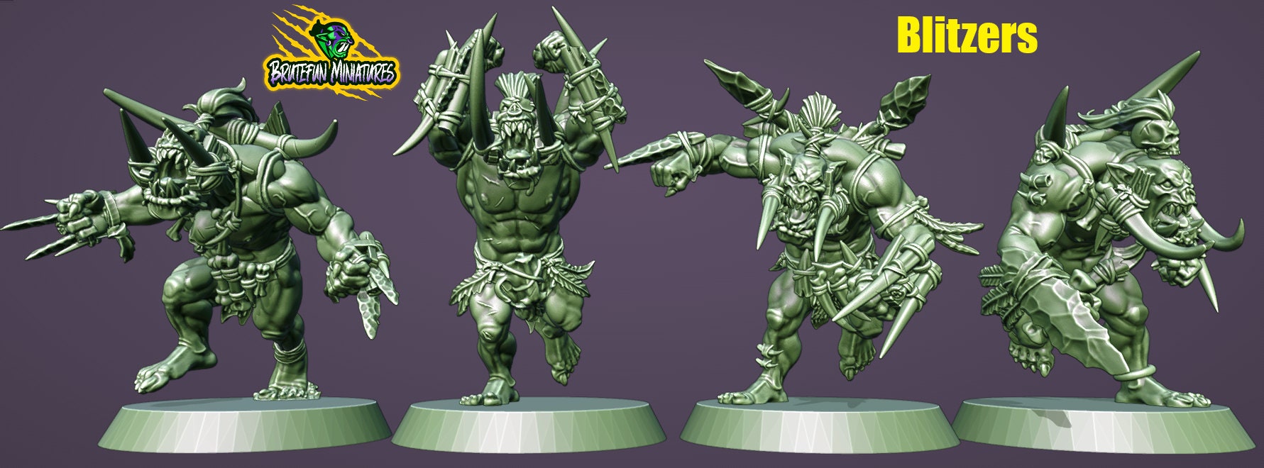 Savage Orc Team With Star Player, Big Guy for Fantasy Football 3D ...