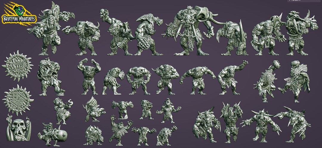 Savage Orc Team With Star Player, Big Guy for Fantasy Football 3D ...
