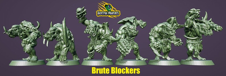 Savage Orc Team With Star Player, Big Guy for Fantasy Football 3D ...