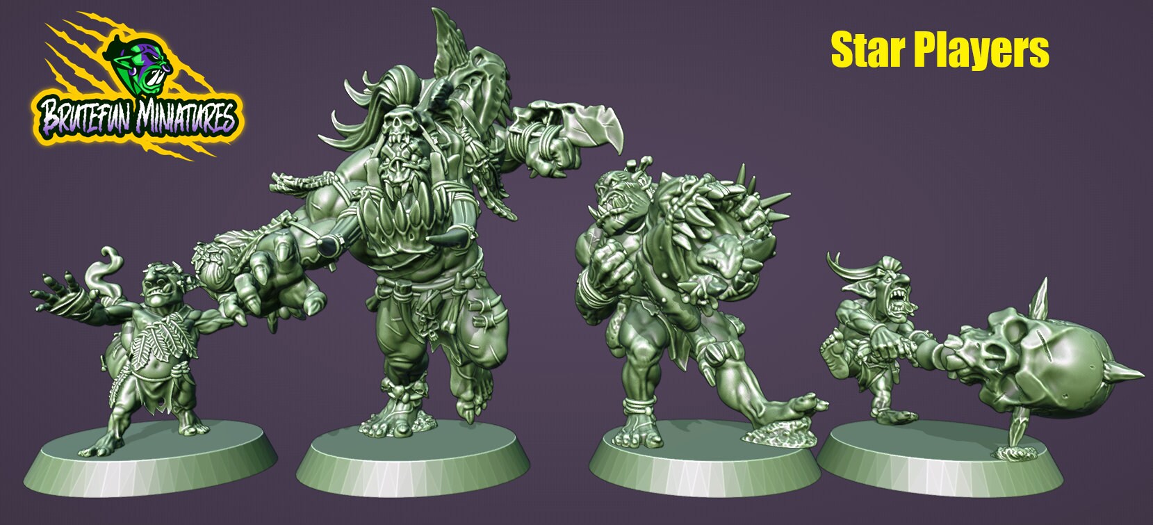 Savage Orc Team With Star Player, Big Guy for Fantasy Football 3D ...