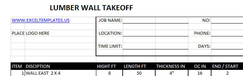 Lumber Takeoff MS Excel - Etsy