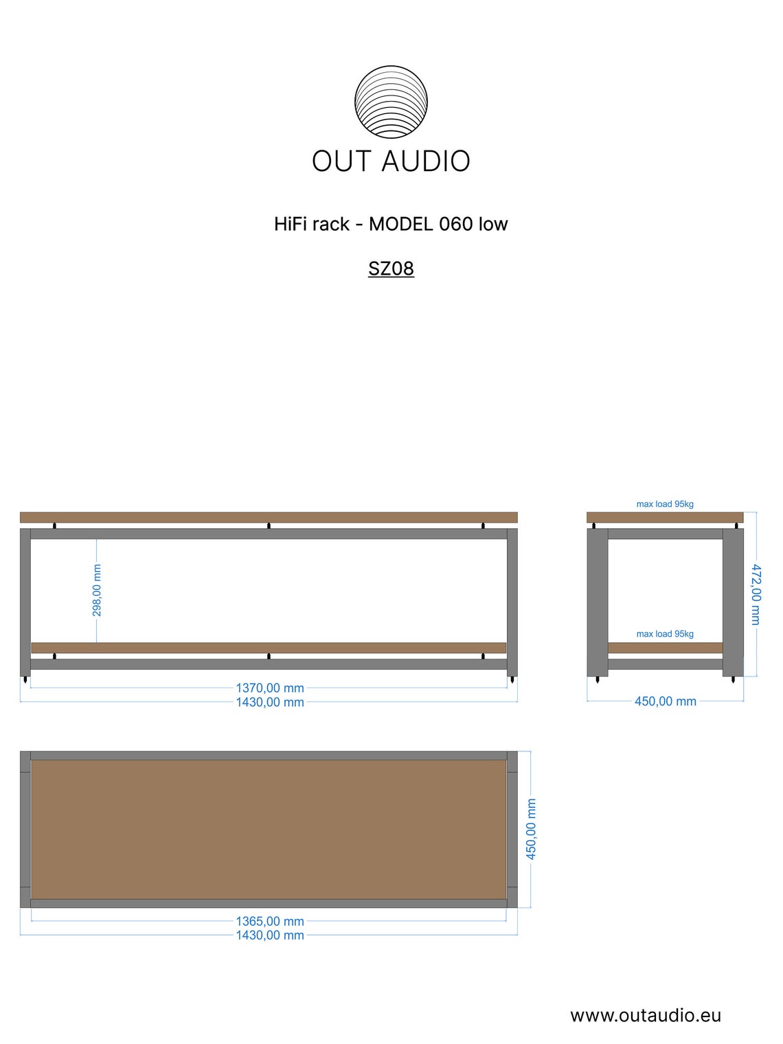 Hifi Audio Rack Cabinet Wood and Metal Construction for Turntable ...
