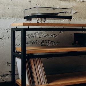 Hifi Audio Rack Cabinet Wood and Metal Construction for Turntable ...