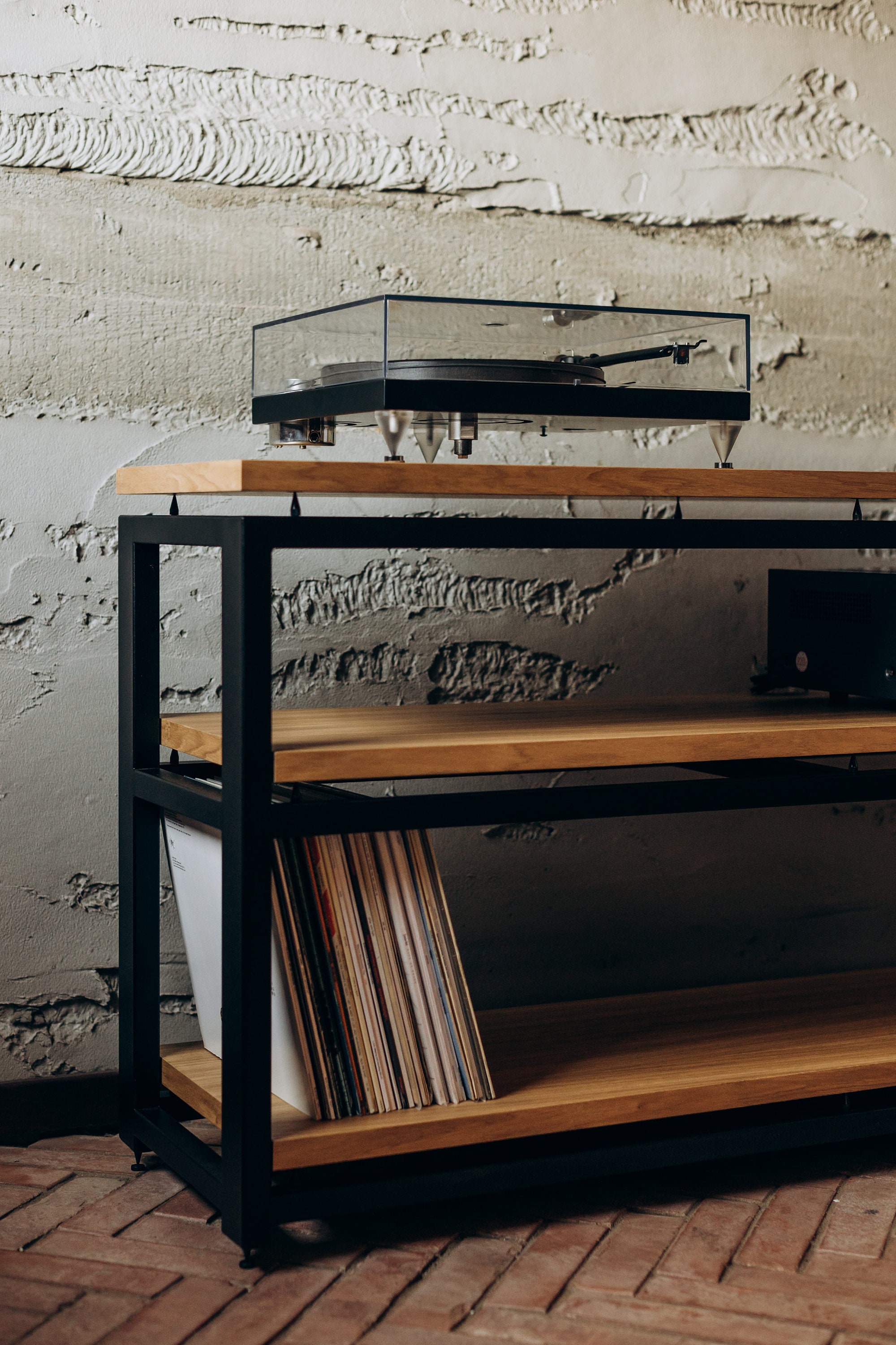 Hifi Audio Rack Cabinet Wood and Metal Construction for Turntable Amplifier Vinyl - Etsy