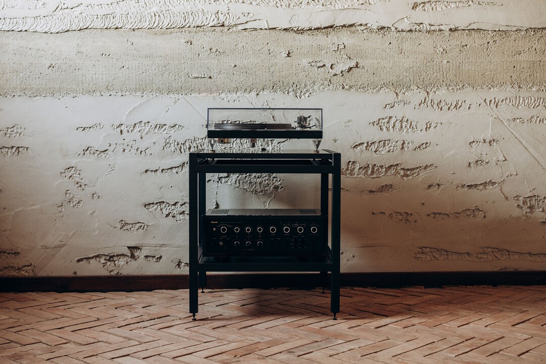 Hifi Audio Rack Cabinet Wood and Metal Turntable Audio Stand Vintage ...