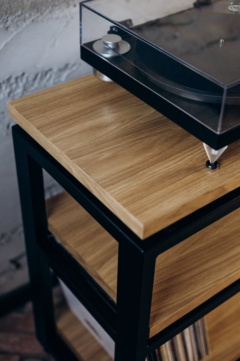 Hifi Audio Rack Cabinet Wood and Metal Construction for Turntable ...