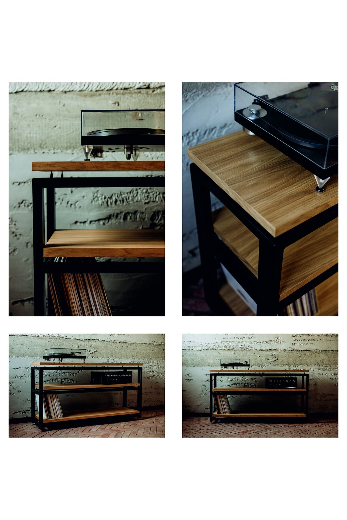 Hifi Audio Rack Cabinet Wood and Metal Construction for Turntable ...