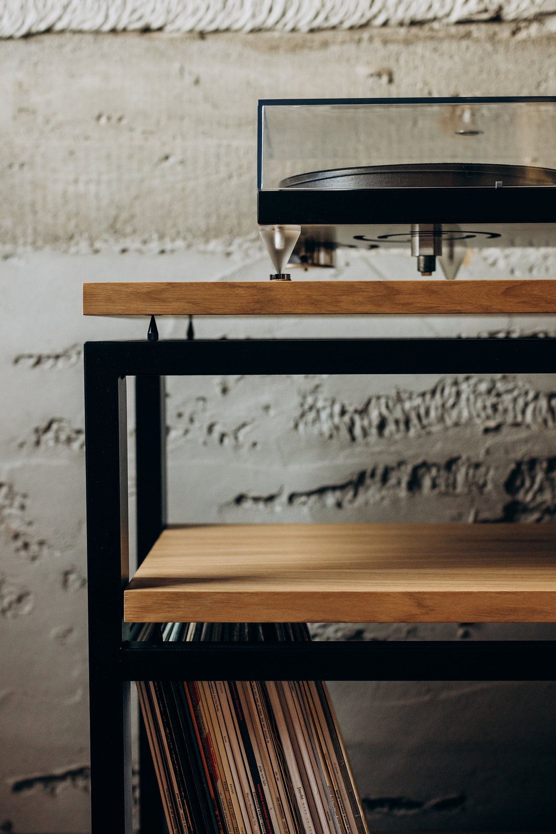 Hifi Audio Rack Cabinet Wood and Metal Construction for Turntable ...