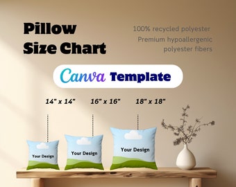Pillow Mockup Size Chart Pillow Canva Template Drag and Drop Mockups ...