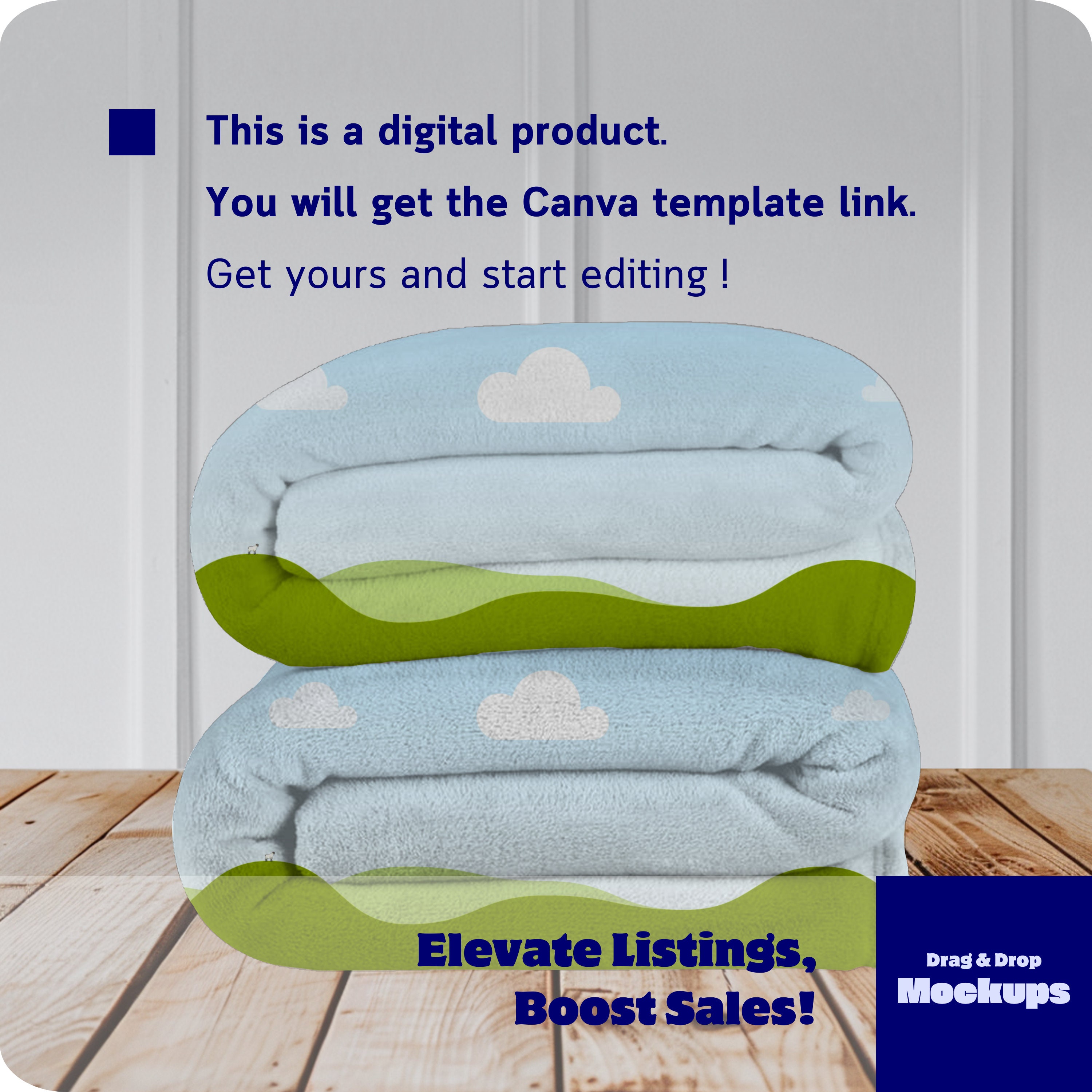 Blanket Mockup Canva Template Drag and Drop Mockup, Throw Blanket ...