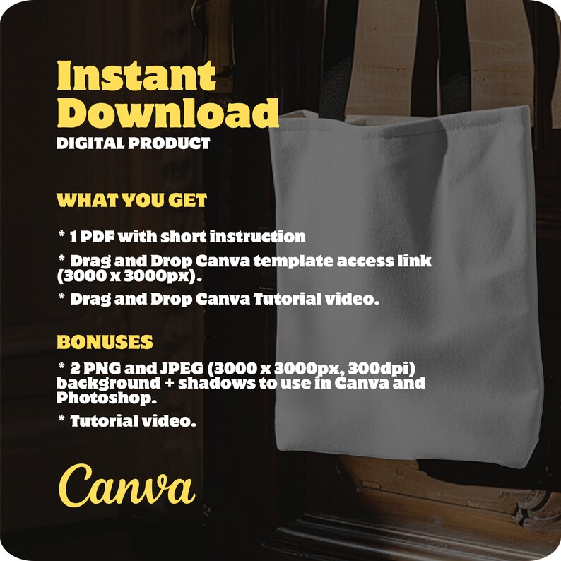 AOP Tote Bag Mockup Canva Drag and Drop Tote Bag Mockup Png, Boho Tote ...