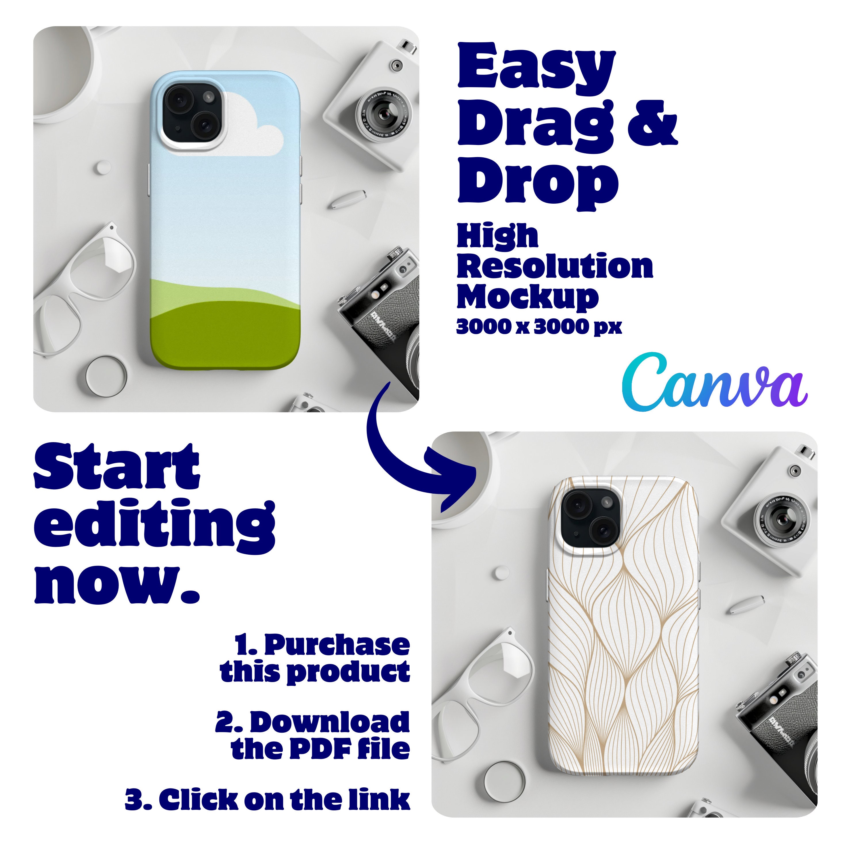 IPhone Case Mockup Drag and Drop Design, X1 iPhone Case Template Canva ...