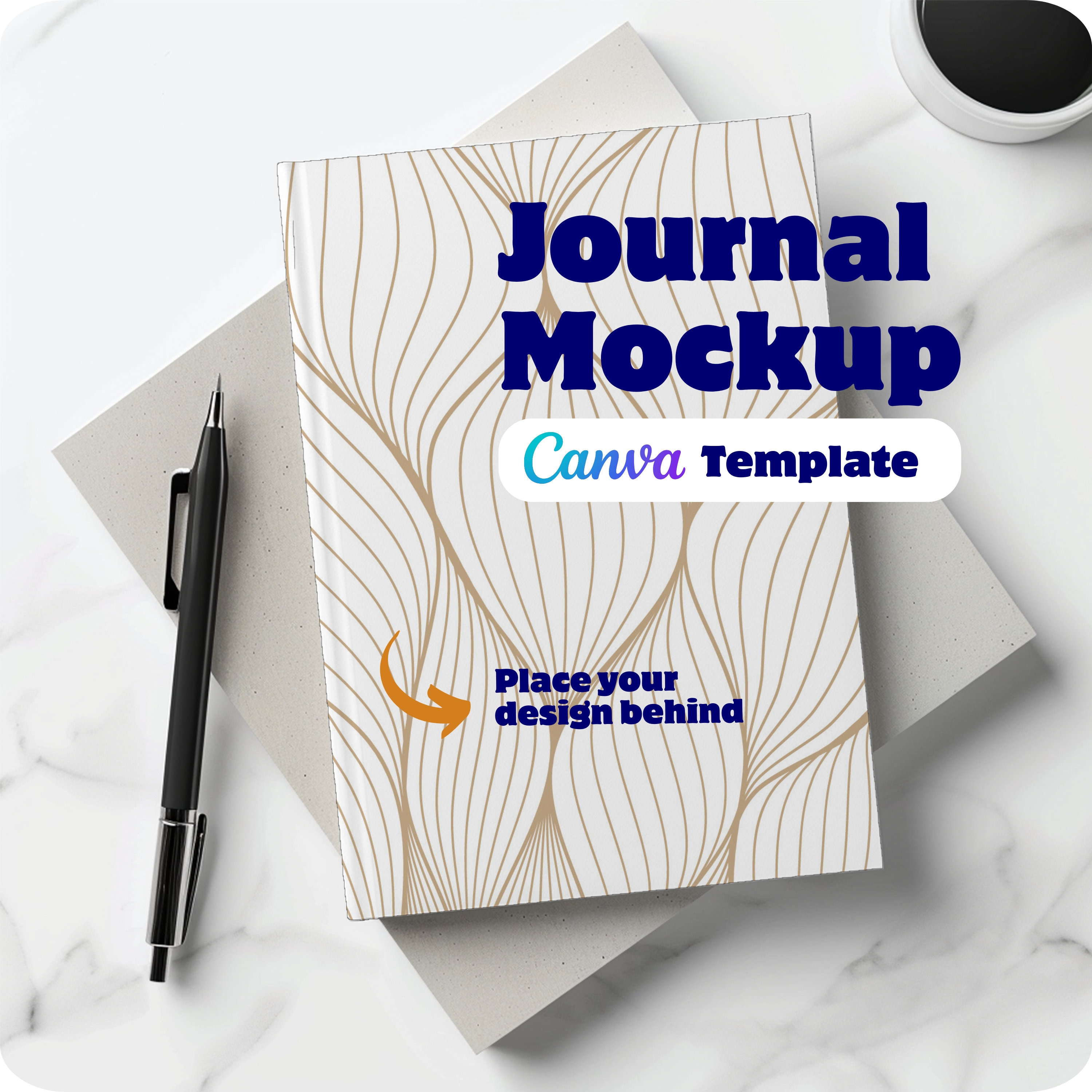 Journal Mockup Hardcover, KDP Journal Template Canva, Notebook Mockup ...