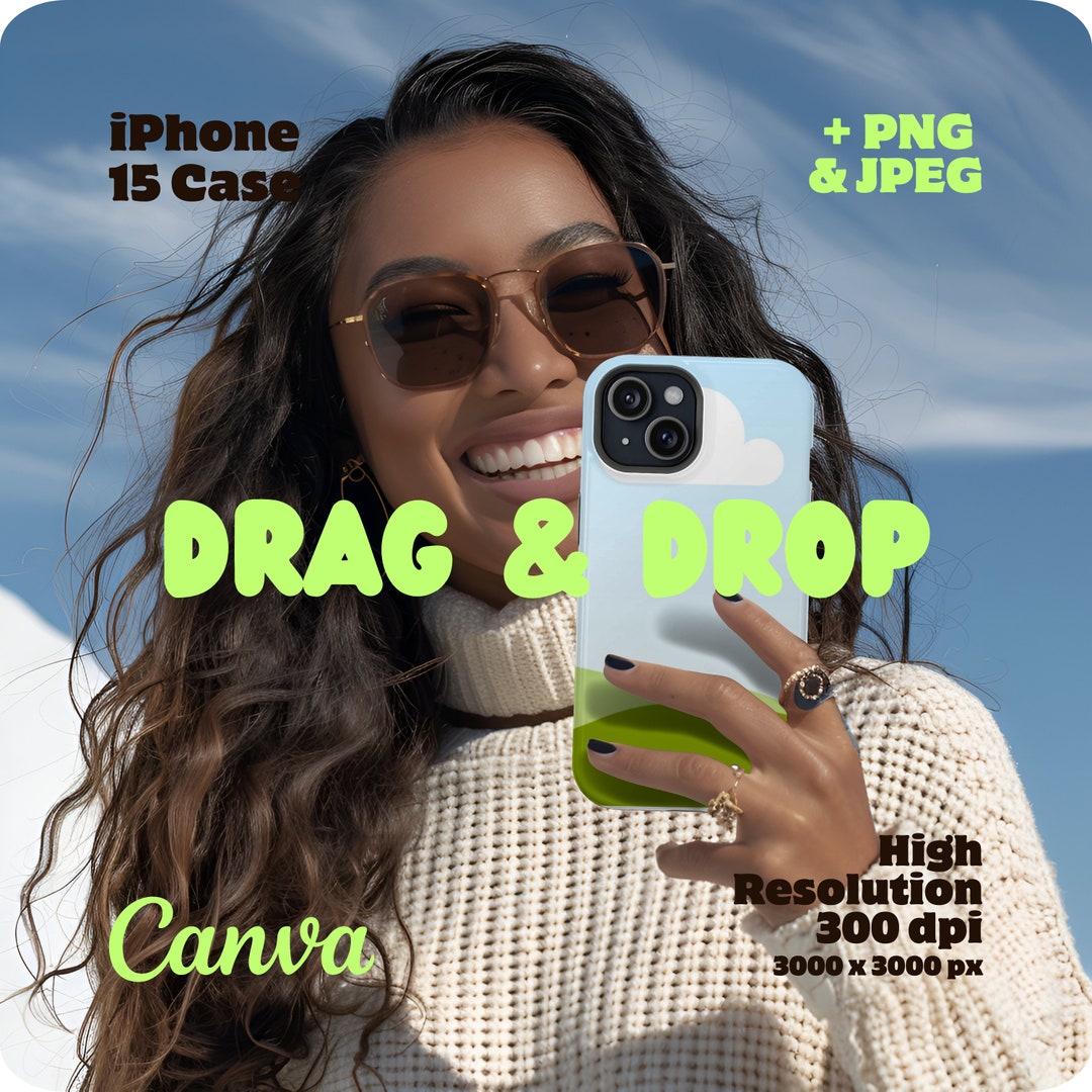 Drag and Drop Canva Phone Case Mockup iPhone 15, iPhone Case Mockup ...