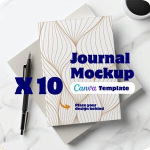 Journal Mockup Canva Bundle X10 Hardcover Notebook Mockup, KDP Journal ...