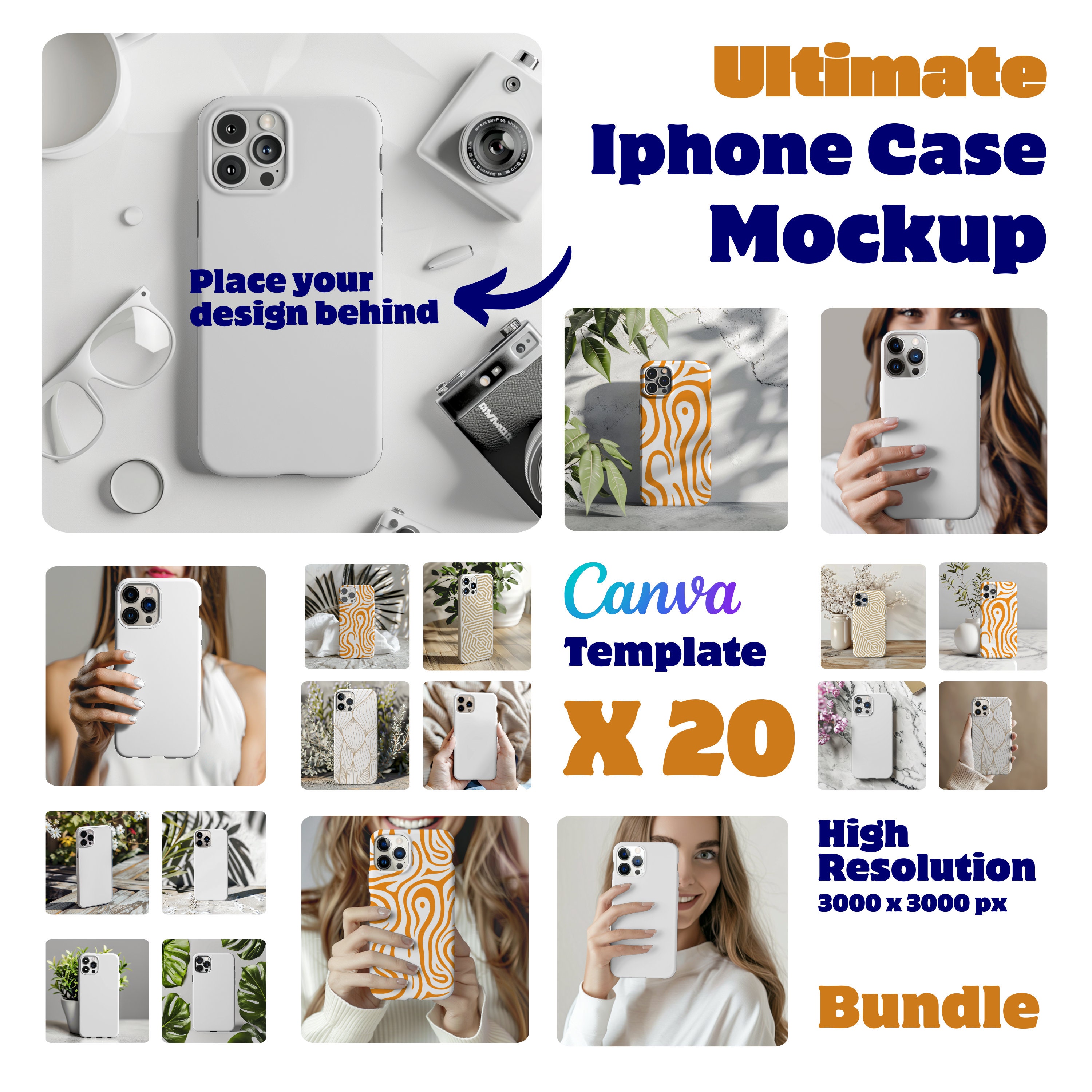 Ultimate iPhone Case Mockup Bundle, iPhone Case Template Canva, iPhone Mockup Bundle, Phone Case ...