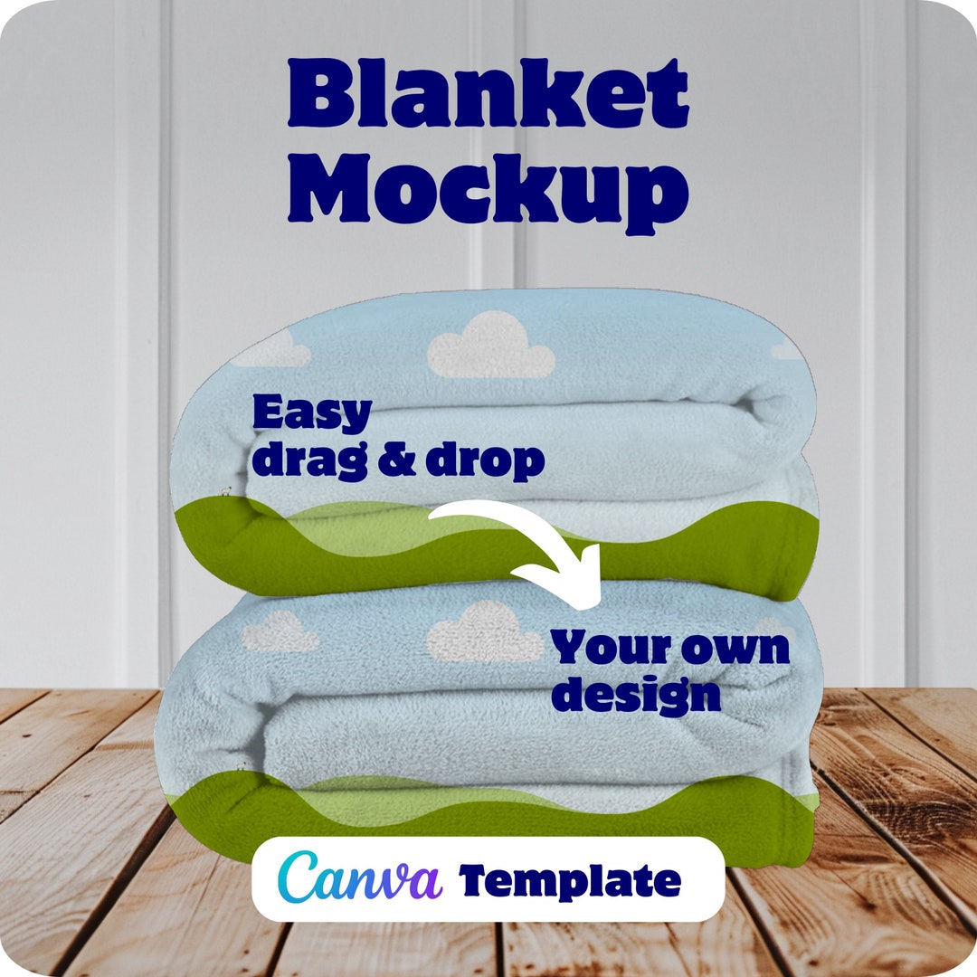 Blanket Mockup Canva Template Drag and Drop Mockup, Throw Blanket ...