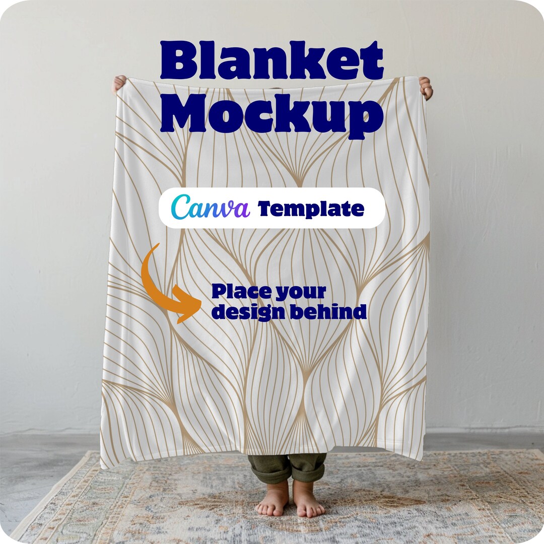 Blanket Mockup Editable Canva Mock, Throw Blanket Mockup, POD Friendly ...