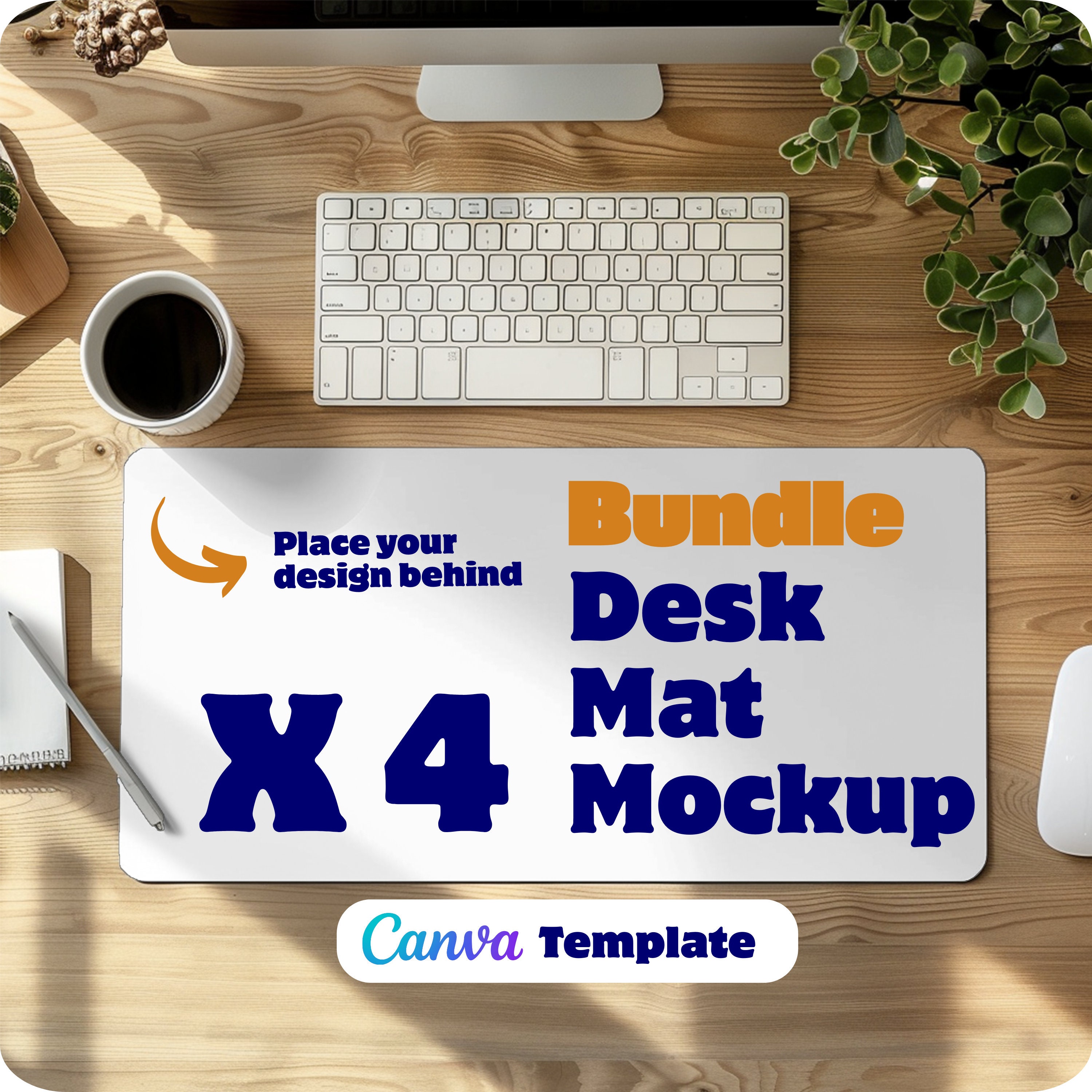 Desk Mat Mockup Canva Mousepad Mockup Bundle, Set of 4 Editable Desk ...