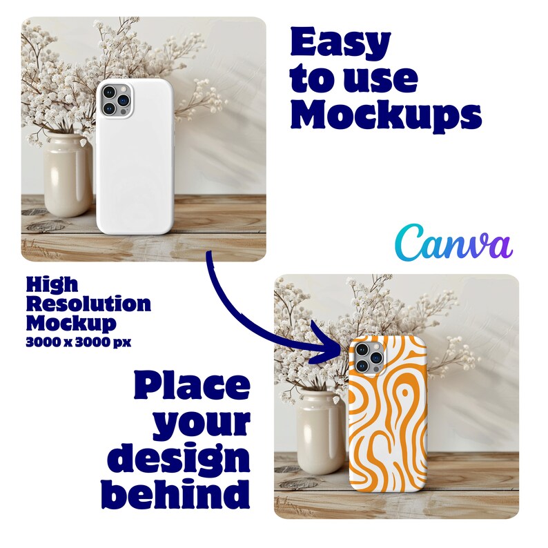 IPhone Case Mockup Canva Template iPhone 15 Pro Mockup Tough Case, POD ...