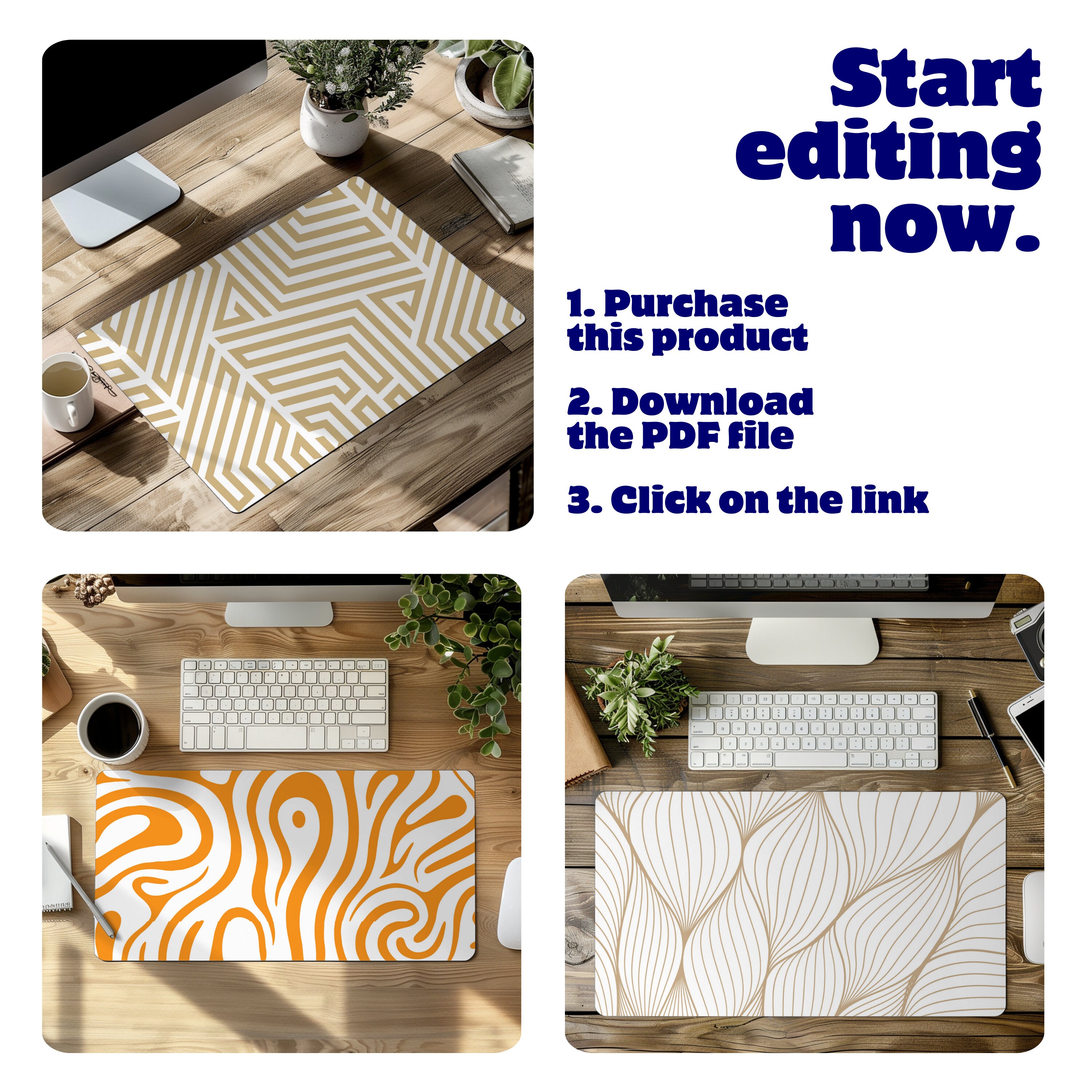 Desk Mat Mockup Canva Mousepad Mockup Bundle, Set of 10 Editable Desk ...