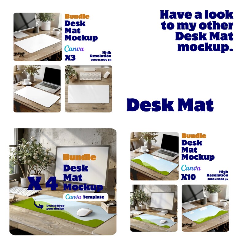 Desk Mat Mockup Canva Mousepad Mockup Bundle, Printify Dimensions Set ...
