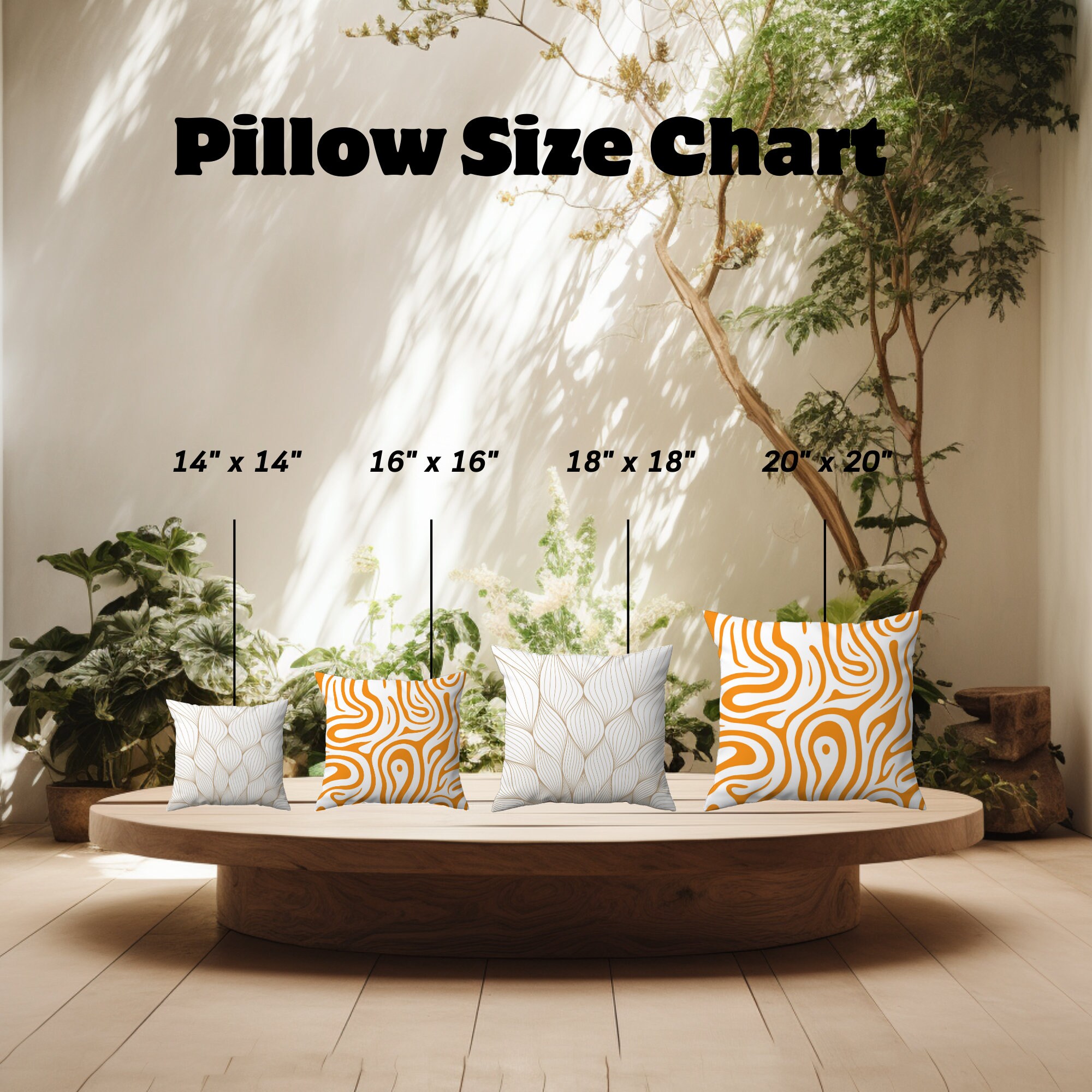 Pillow Mockup Size Chart Canva Template Drag and Drop Mockups Printify ...