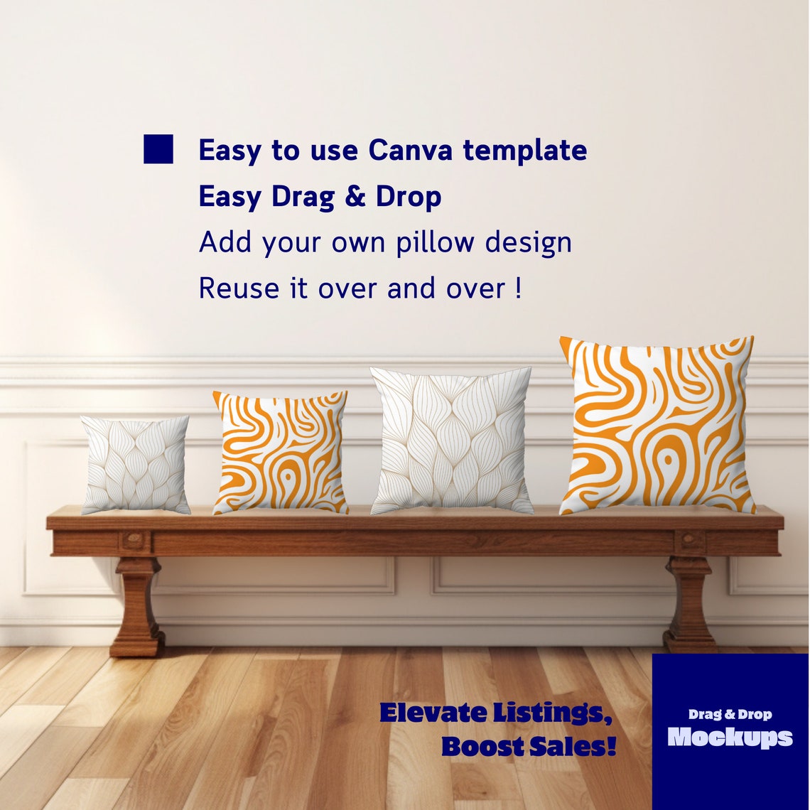 Pillow Mockup Size Chart Pillow Canva Template Drag and Drop Mockups ...