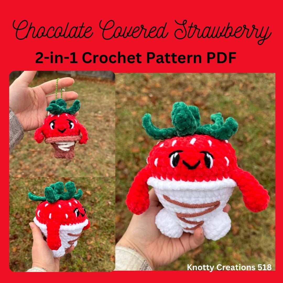 Strawbuddy, Chocolate Covered Strawberry Buddy, PDF Crochet Pattern ...