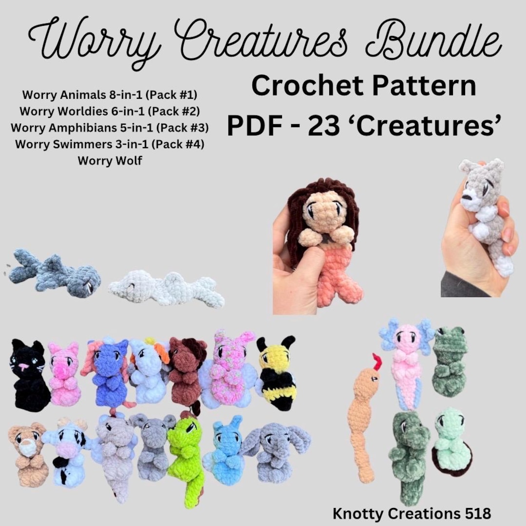 MEGA Worry Creatures Bundle #1, Unique Pattern, 23 Creatures, Market ...
