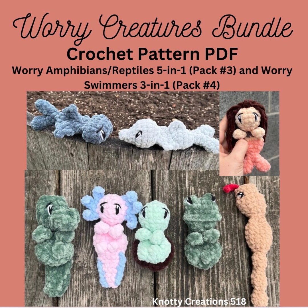 Worry Creatures Bundle, Unique Crochet Pattern, 8in1, Market Make, PDF ...