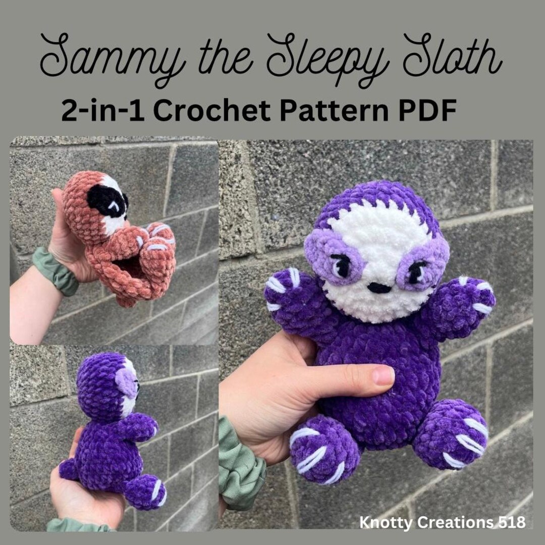 Crochet Sloth Pattern - PDF - Sloth Snuggler - Stuffed Sloth - Etsy