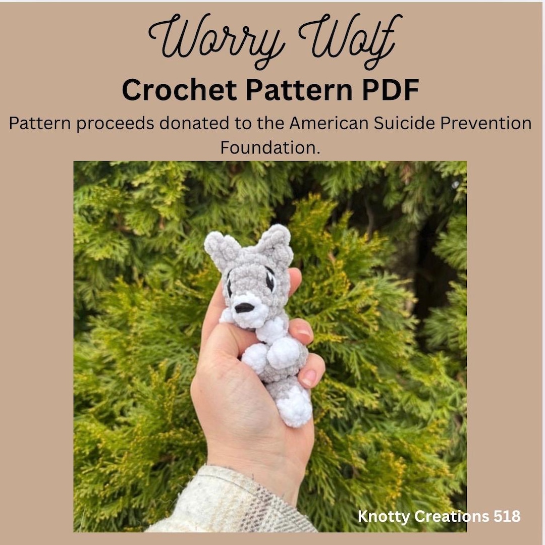 Worry Wolf Snuggler Crochet Pattern, Worry Animal, PDF Download for ...