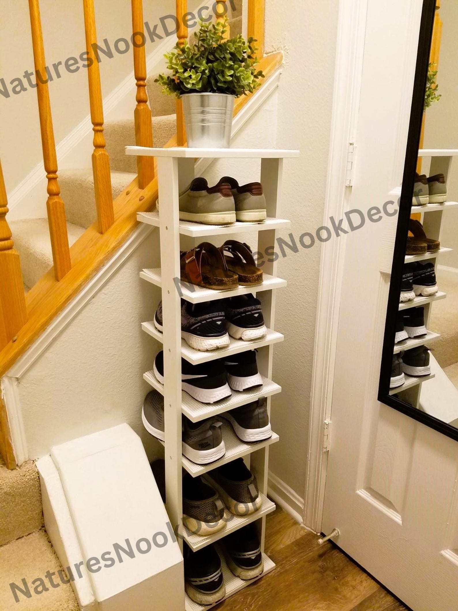 8 Tiers Wooden Vertical Shoe Rack | Shoe Rack Entryway | Modern Shoe ...