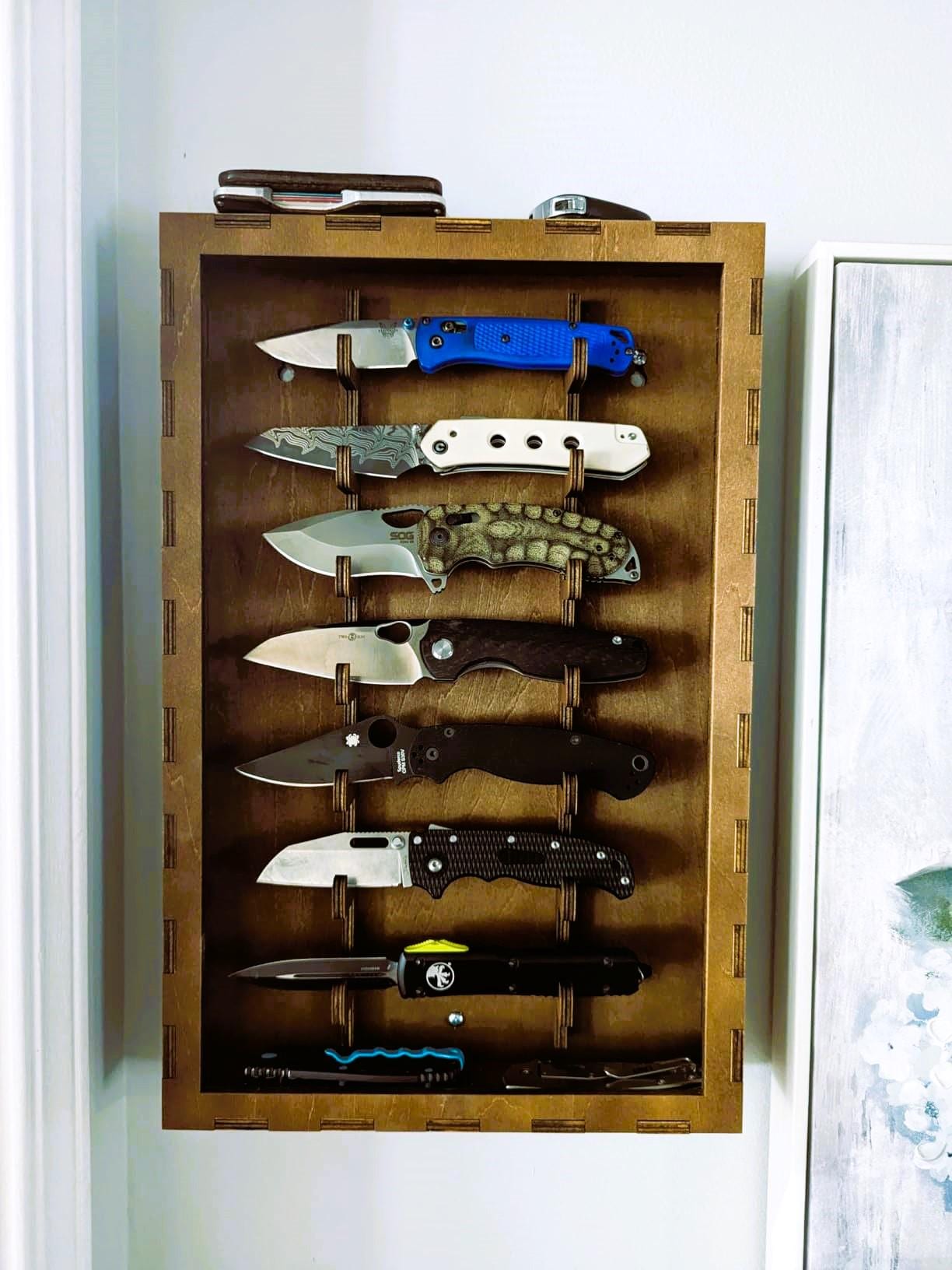 Wooden Wall Pocket Knife Display Case | Knife Display Stand | Knife ...