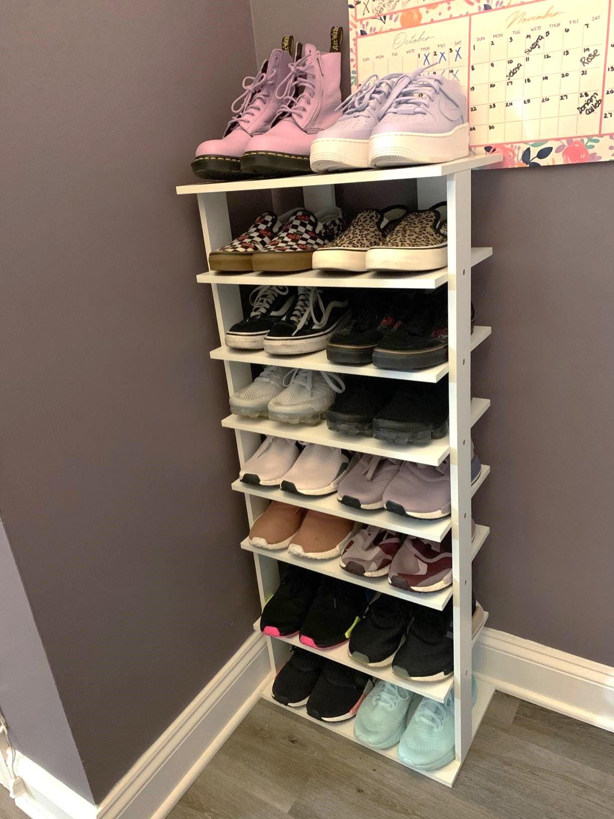 8 Tiers Wooden Vertical Shoe Rack | Shoe Rack Entryway | Modern Shoe ...