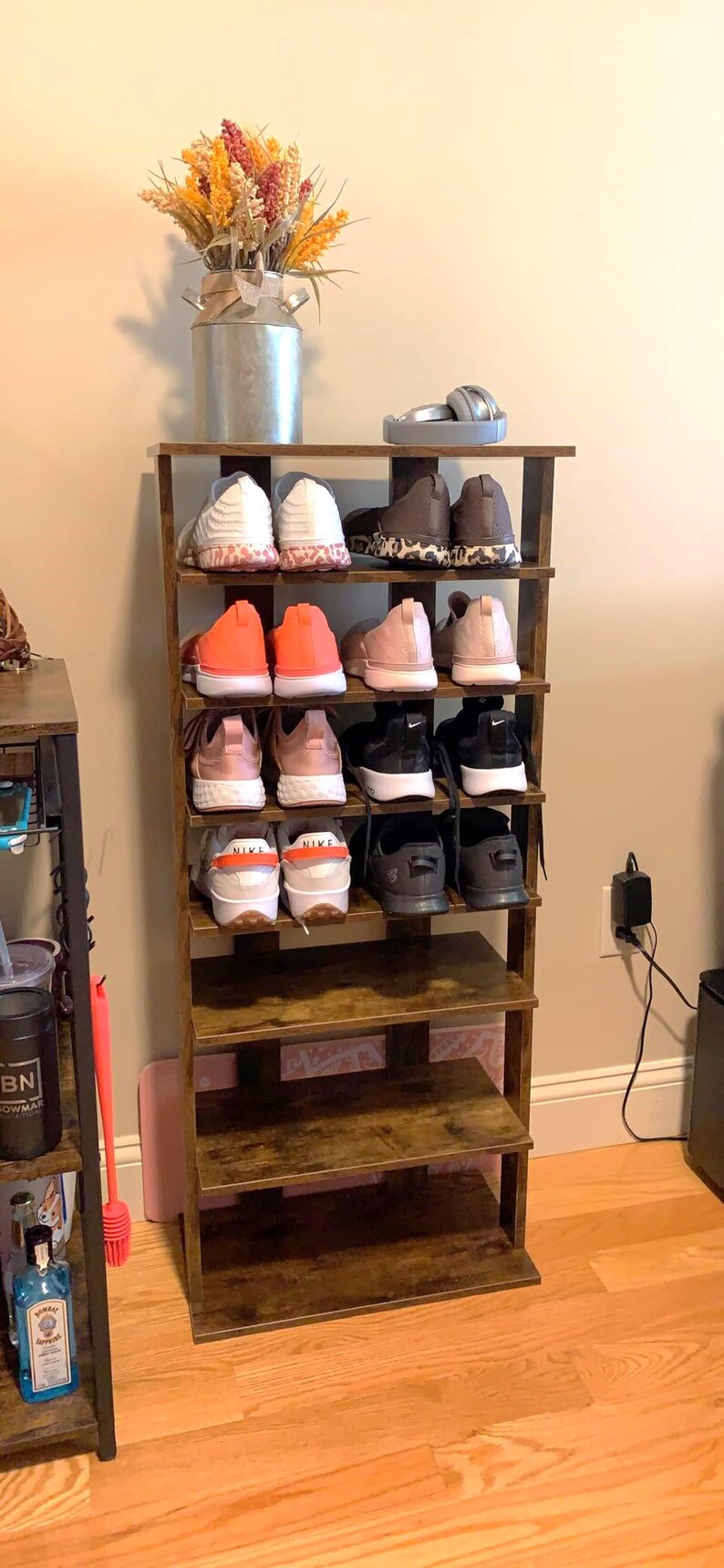 8 Tiers Wooden Vertical Shoe Rack | Shoe Rack Entryway | Modern Shoe ...