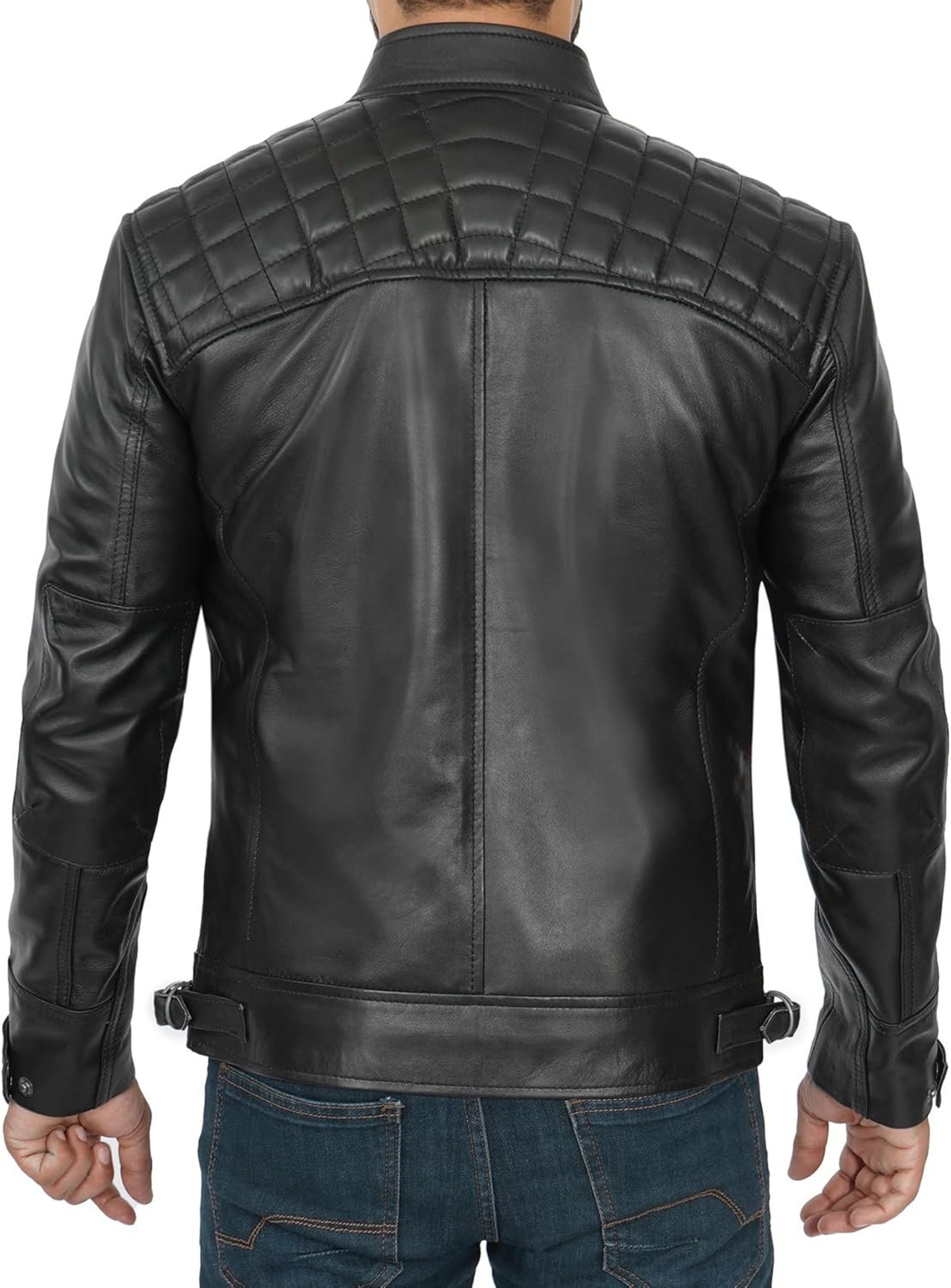 Leather Jacket for Men Cafe Racer Style Real Lambskin Leather ...