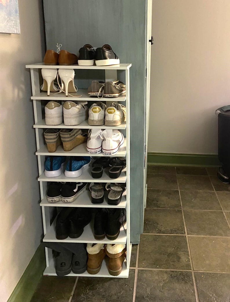 8 Tiers Wooden Vertical Shoe Rack | Shoe Rack Entryway | Modern Shoe ...