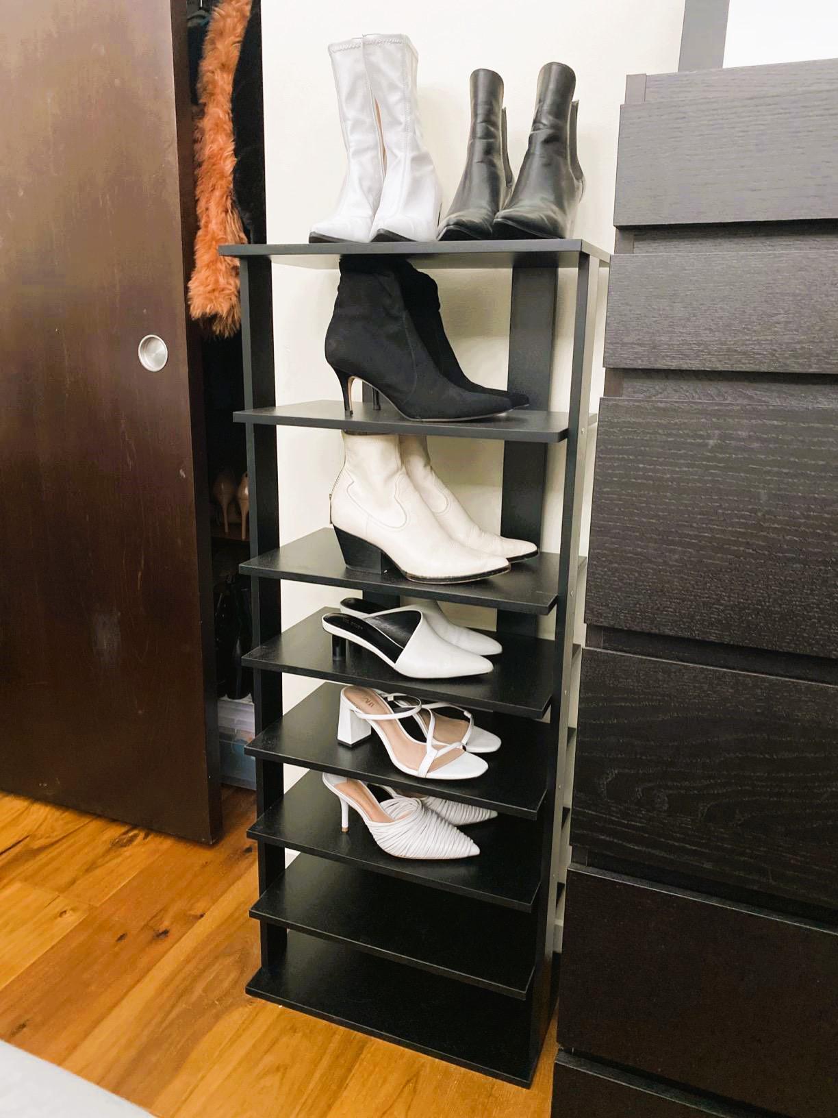 8 Tiers Wooden Vertical Shoe Rack Shoe Rack Entryway Modern Shoe Rack ...