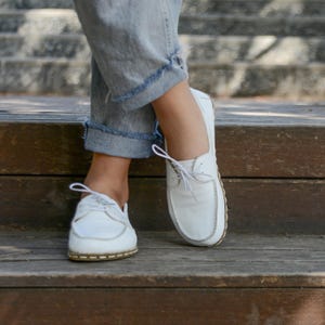 Barefoot Shoe Women White Grounding Shoe Copper Riveted Earthing Shoe ...