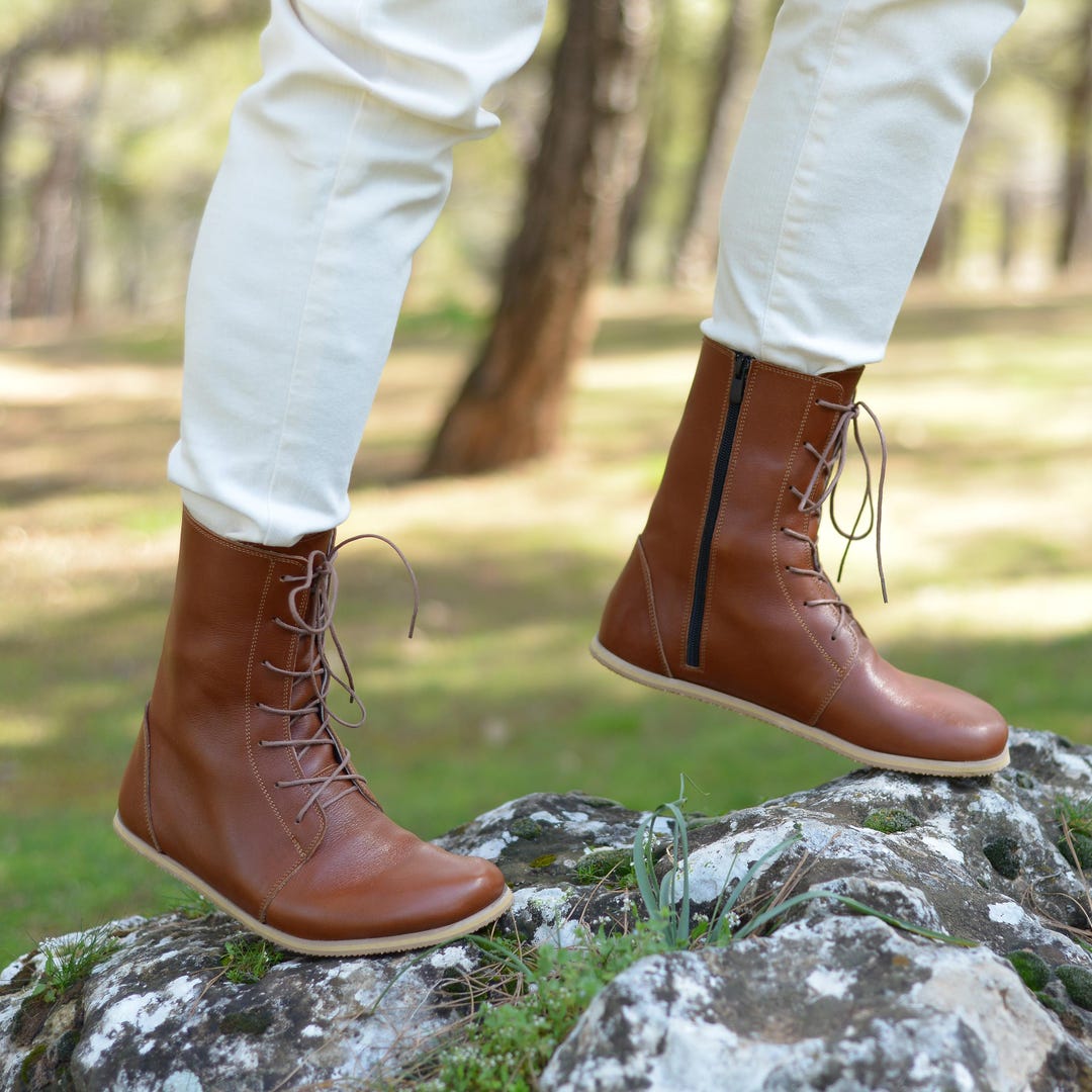 Men Barefoot Grounding Boots - Handmade Leather Minimalist Boots - Zero ...