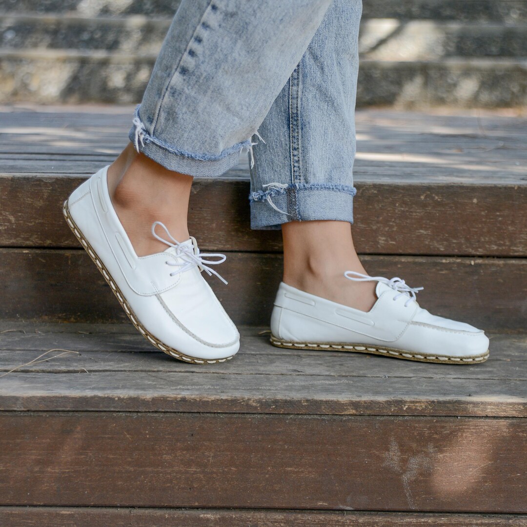 Barefoot Shoe Women White Grounding Shoe Copper Riveted Earthing Shoe ...