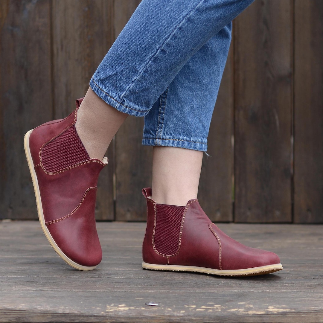 Women Barefoot Boots, Women Chelsea Boots, Earthing Leather Boots, Zero ...