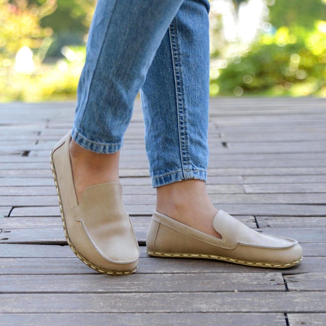 Leather Grounding Barefoot Shoes: Copper Rivet Earthing Shoes Smoky ...